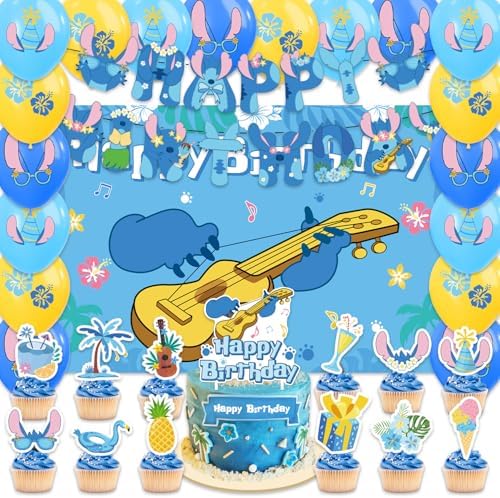 42Pcs Stitch Party Supplies Stitch Birthday Banner Backdrop Cake ...