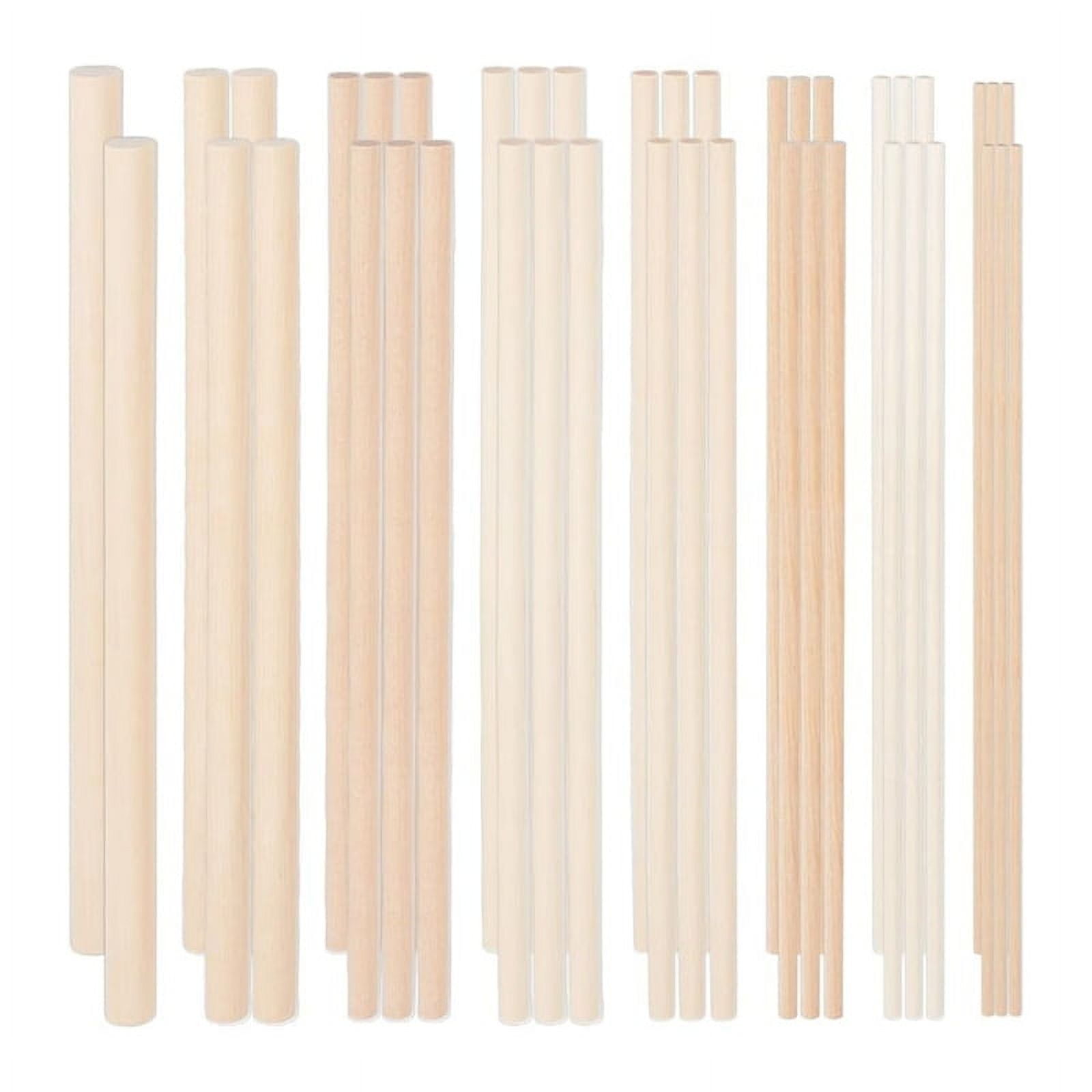 42Pieces Wooden Dowels Various Sizes Round Dowel Rods Beech Wood Sticks ...