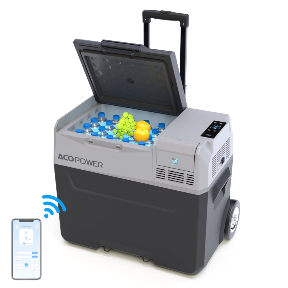 42Qt Portable Car Cooler APP Control 6” Wheels 12V 45W Low Noise Travel ...