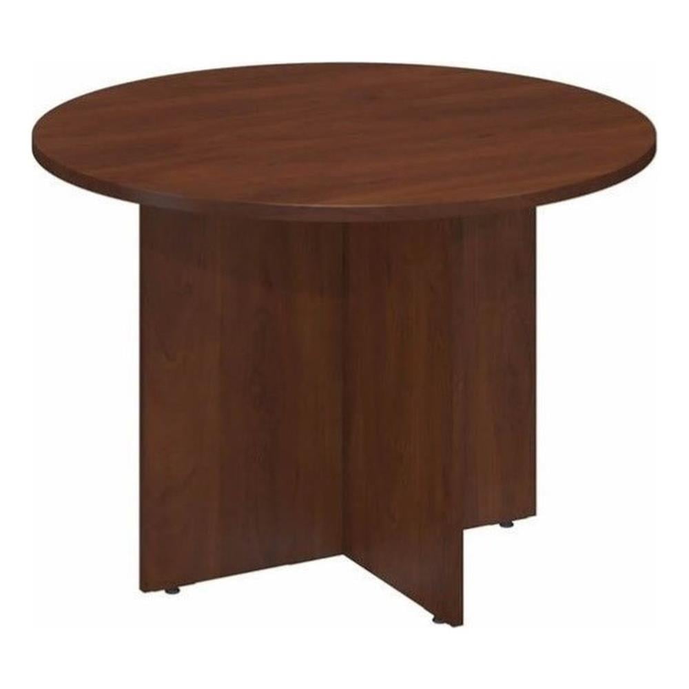 42W Round Conference Table with Wood Base in Hansen Cherry - Engineered ...