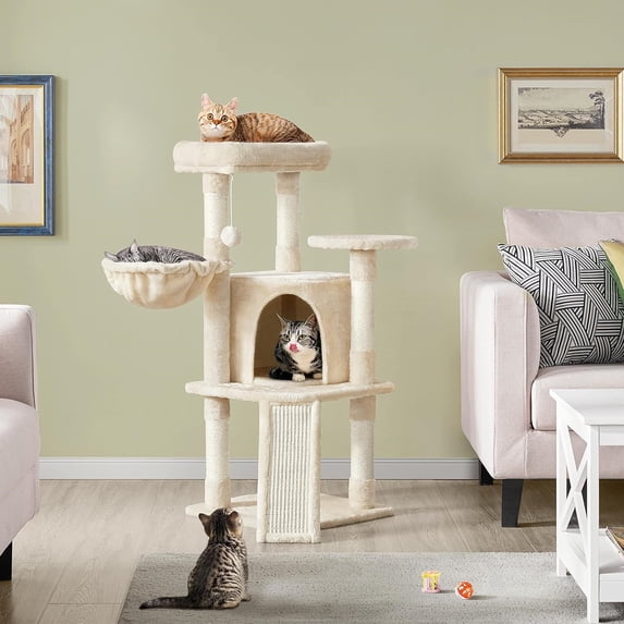 42in Cat Tree Tower for Indoor Cats, Cat Condo with Perch & Hammock ...