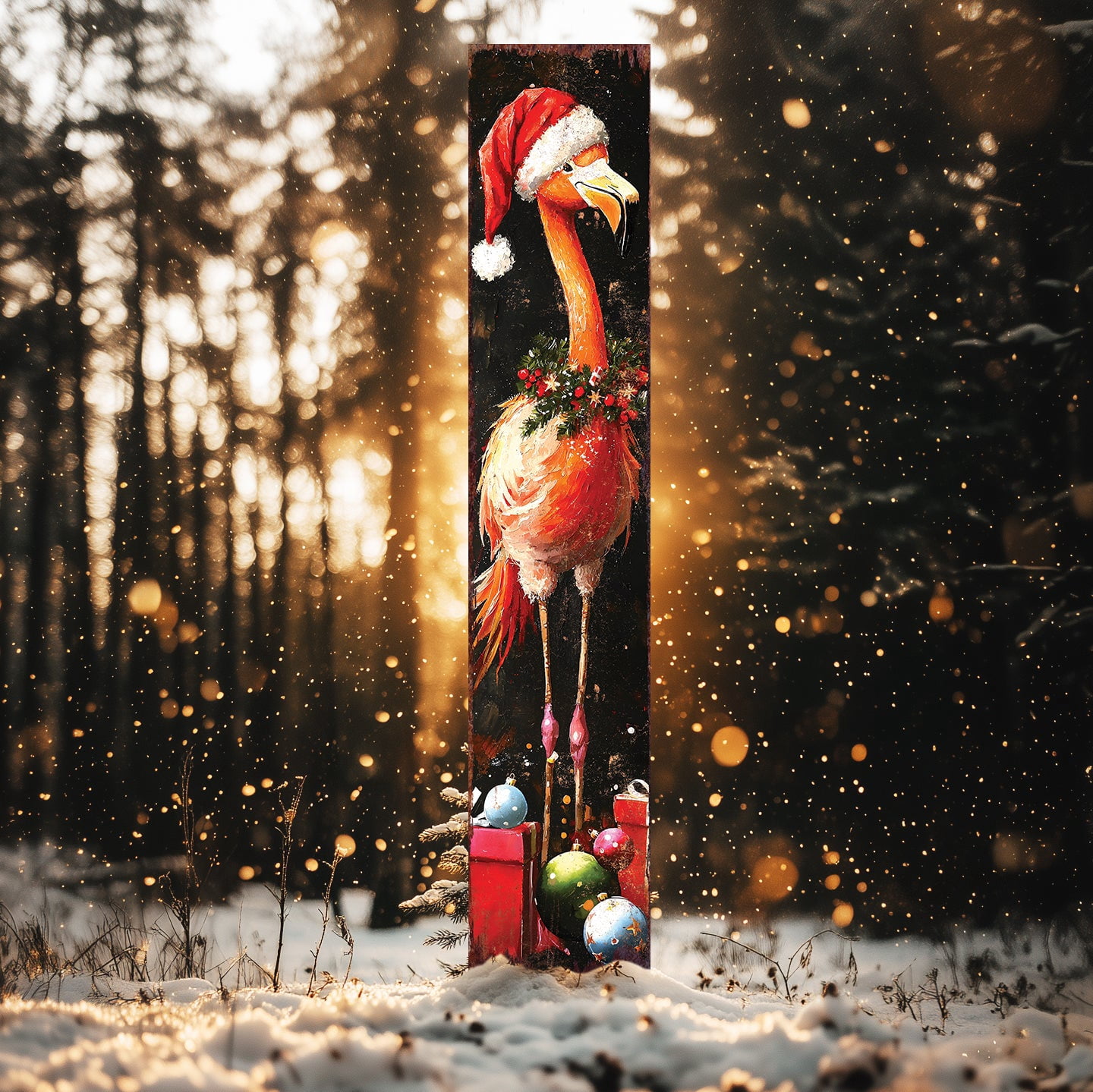 Whimsical Tropical Flamingo Christmas Garden Stake | Festive Outdoor ...