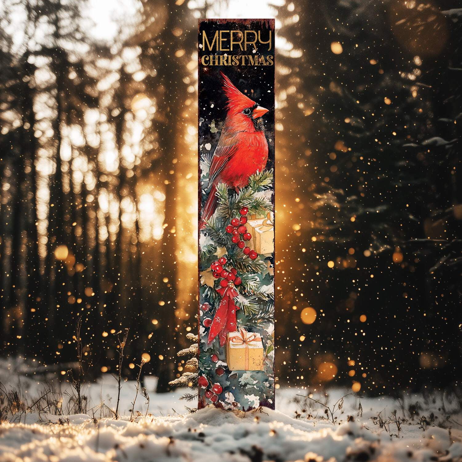 42in Christmas Garden Stake | Watercolor Red Cardinal | Outdoor Decor ...