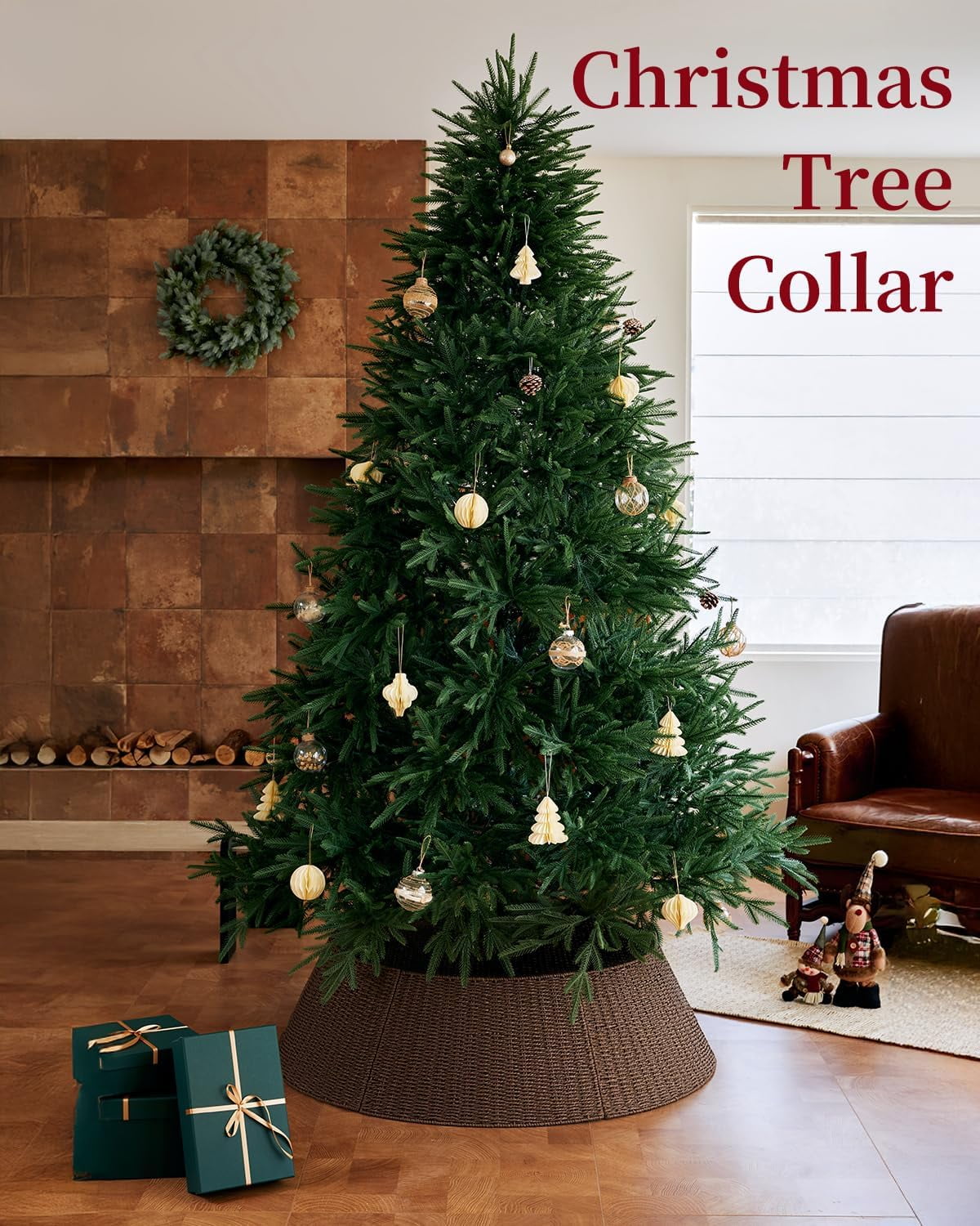 42in Extra Large Christmas Tree Collar - Wicker Woven Tree Collars for ...
