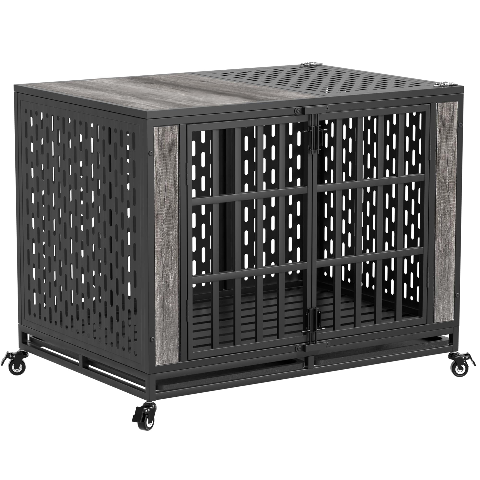42in Heavy Duty Pet Crate for Large Dogs, Escape Proof Kennel with ...