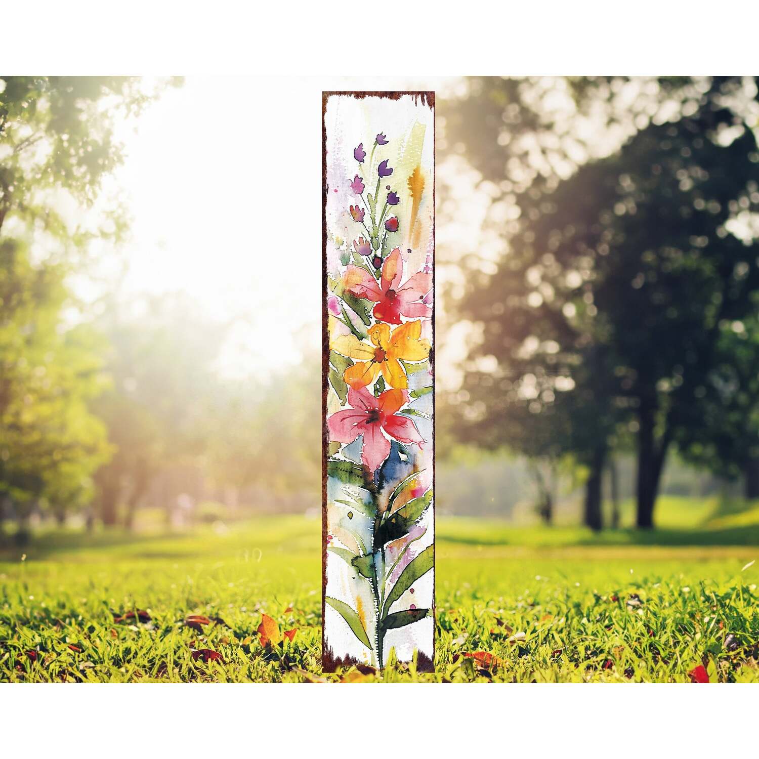 42in Spring Garden Stake | Watercolor Floral Decor | Ideal for Outdoor ...