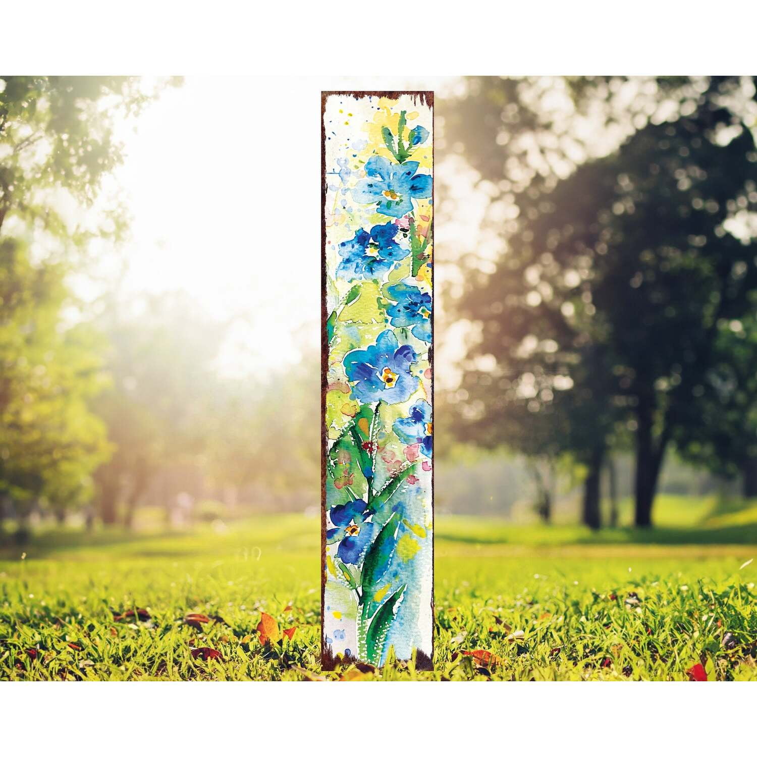 TX USA 42in Spring Garden Stake Forget Me Nots Watercolor Floral Decor ...