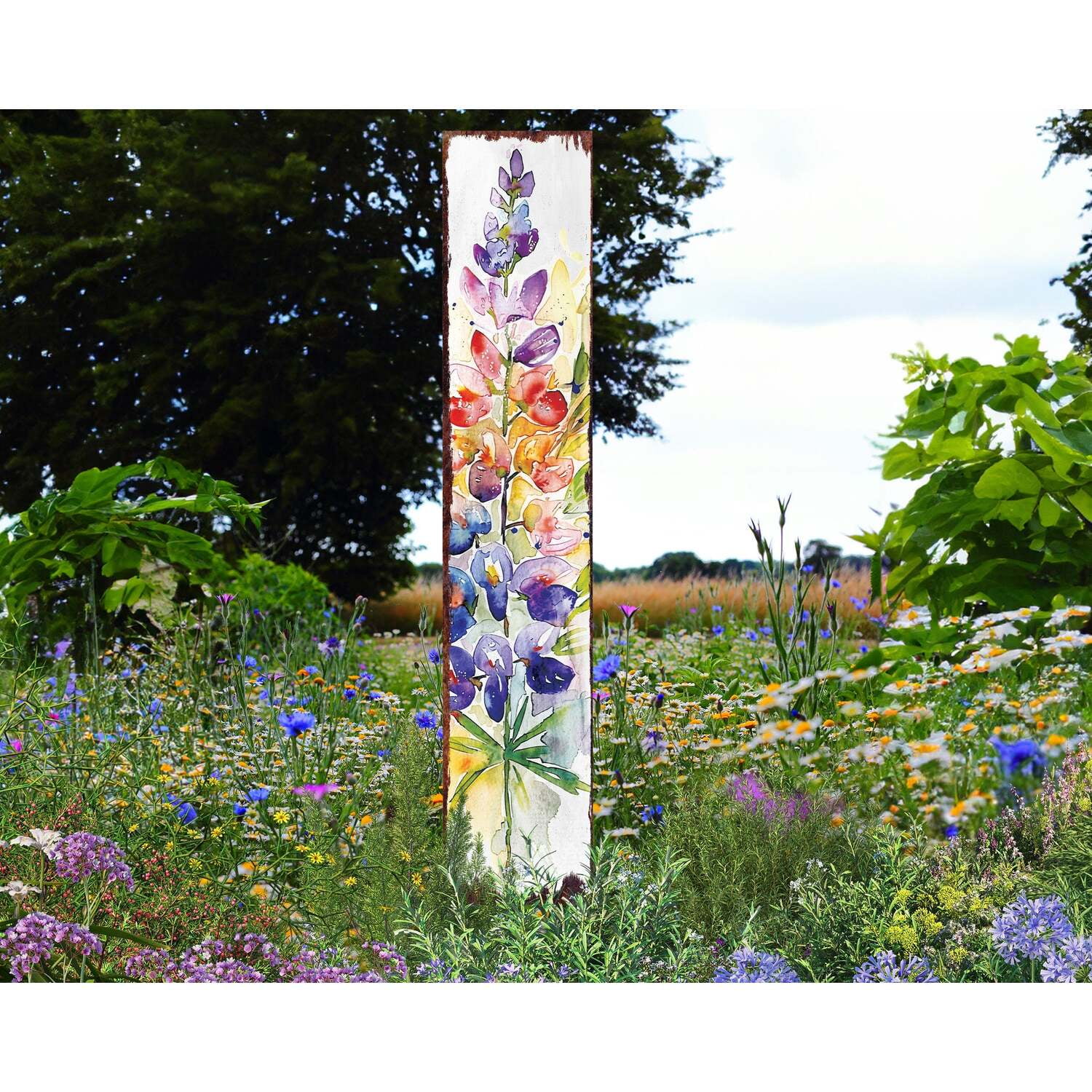 TX USA 42in Spring Garden Stake Lupine Watercolor Floral Decor Perfect ...