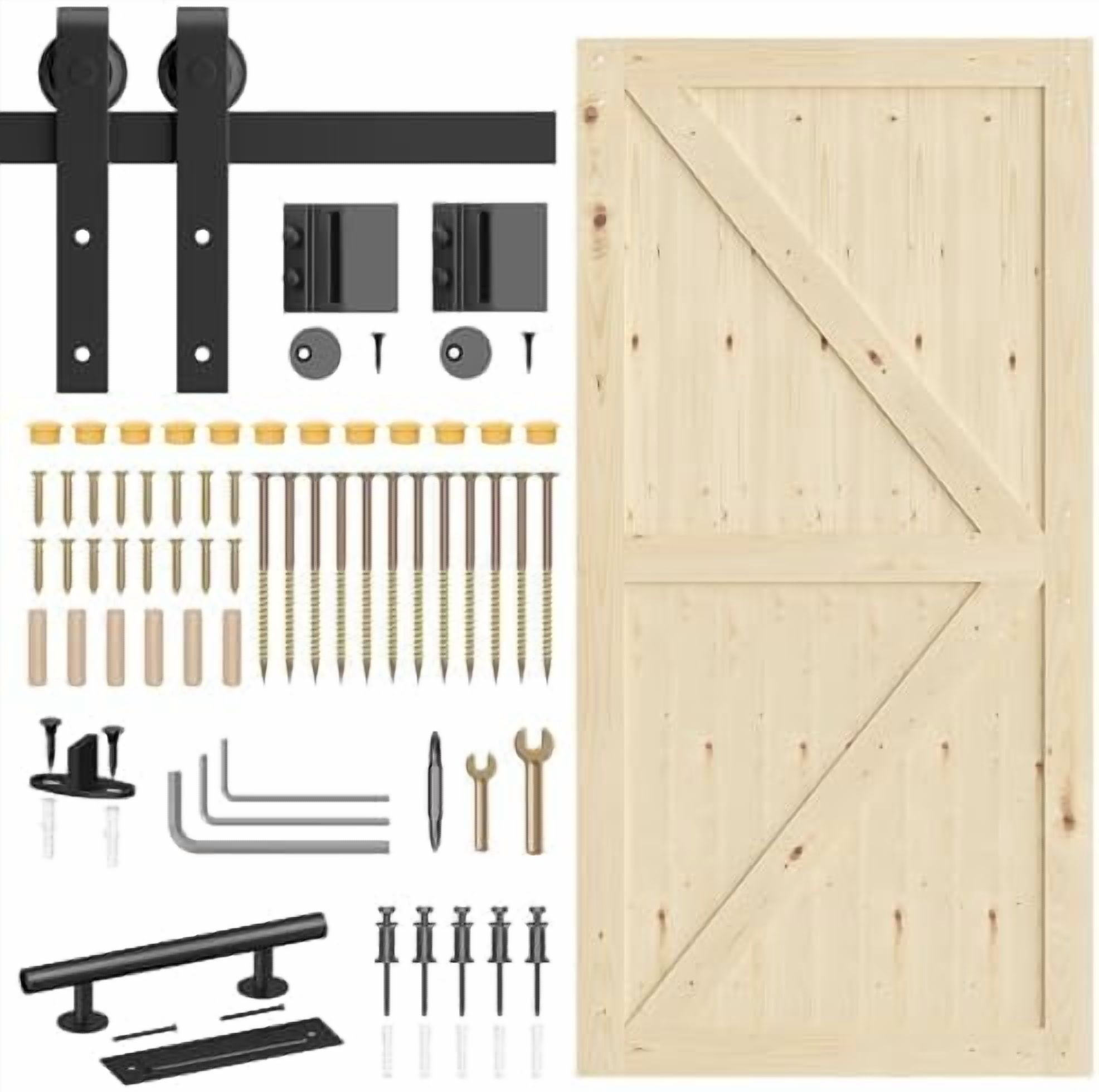 42in x 84in Heavy Duty Sliding Barn Doors with 7.2ft Hardware Kit ...