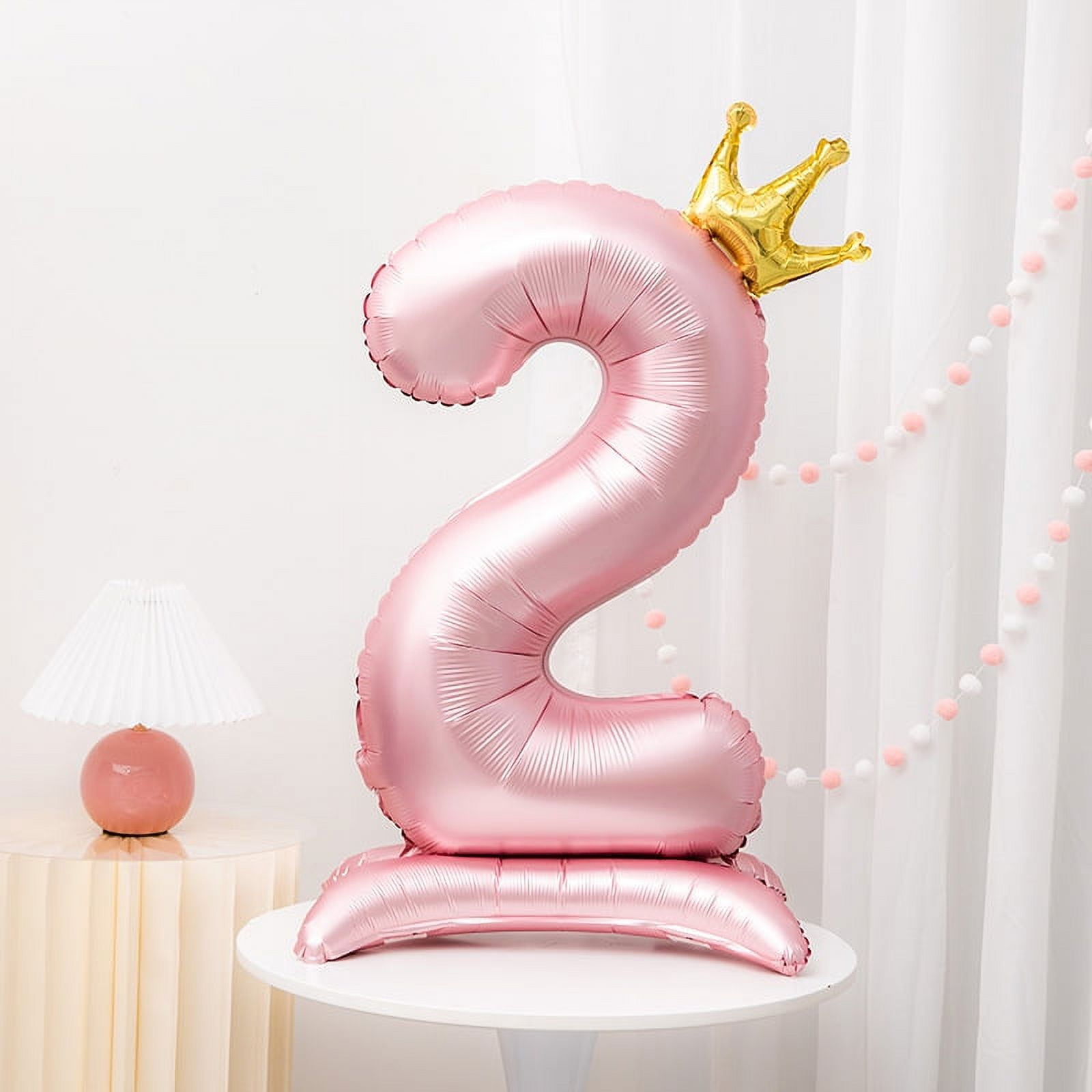 42inch Crown Decor Pink Aluminum Foil Digital Balloon Number Balloon ...