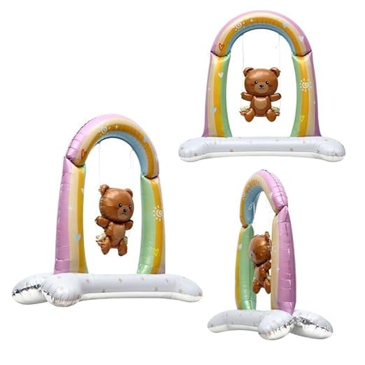 42inch Jumbo Foil Balloon - Baby Teddy Bear on Rainbow Swing with Self ...