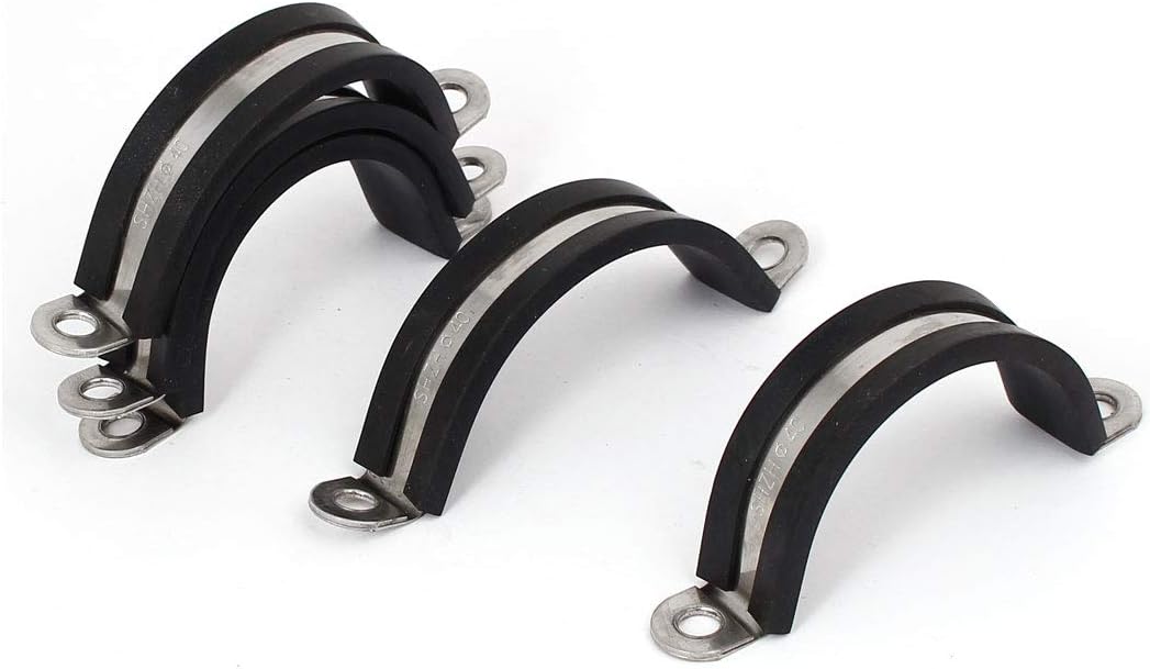 42mm Rubber Lined 304 Stainless Steel Cable Wire Hose Pipe Clamp Clip 5 ...
