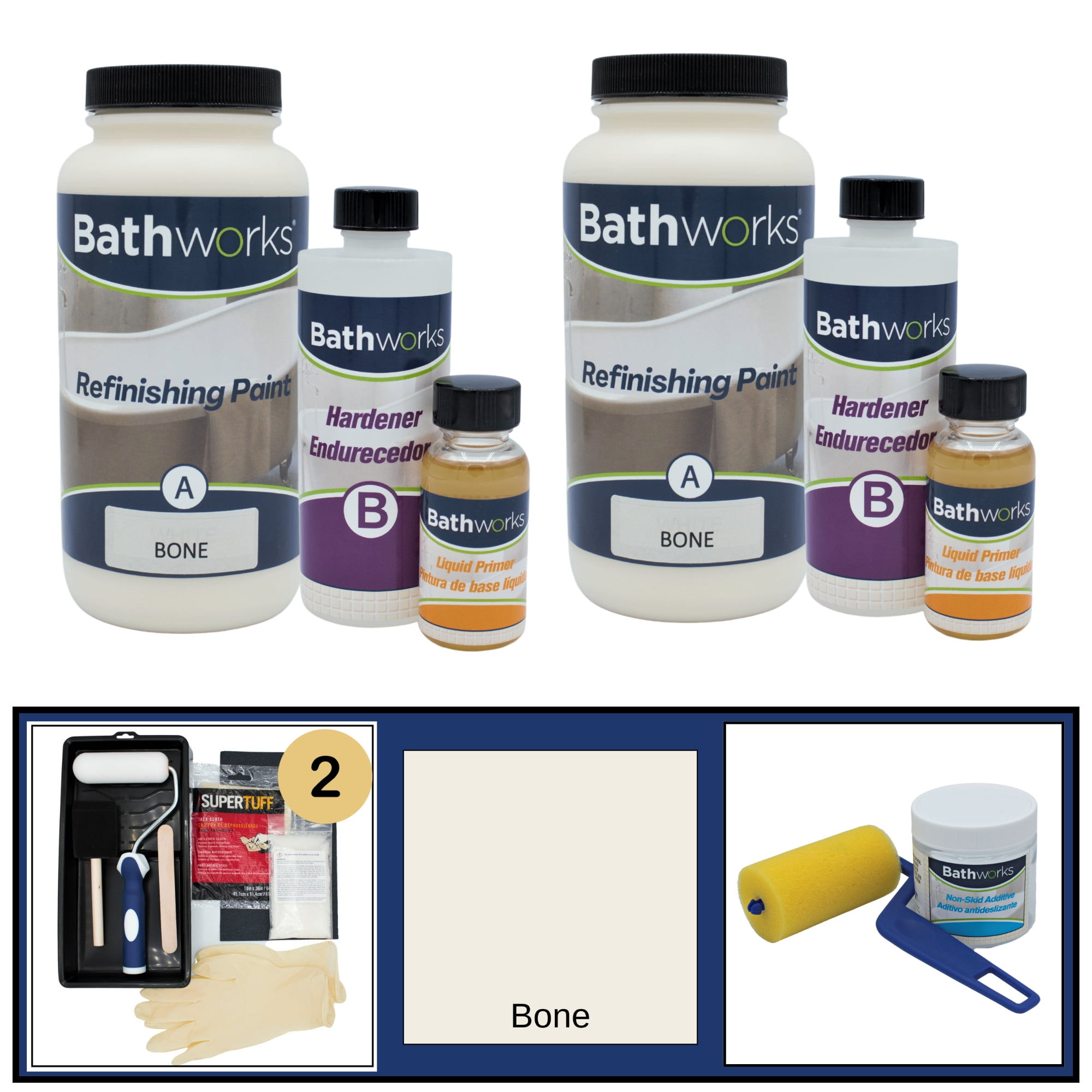 42oz Bathworks® Bathtub & Tile Resin Paint Refinishing Kit Combo: One ...