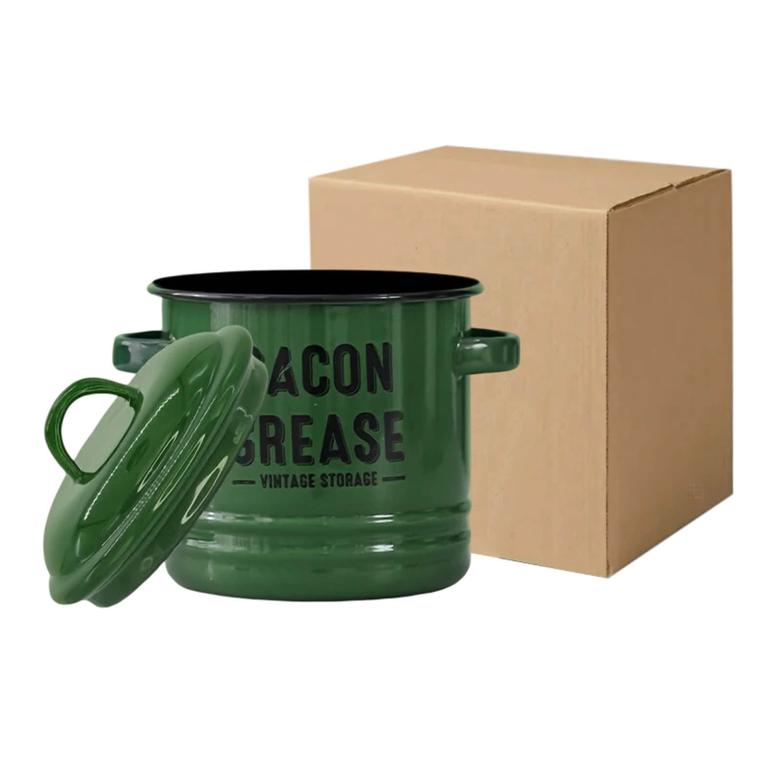 42oz Enamel Bacon Grease Container with Strainer & Scraper - Ceramic ...