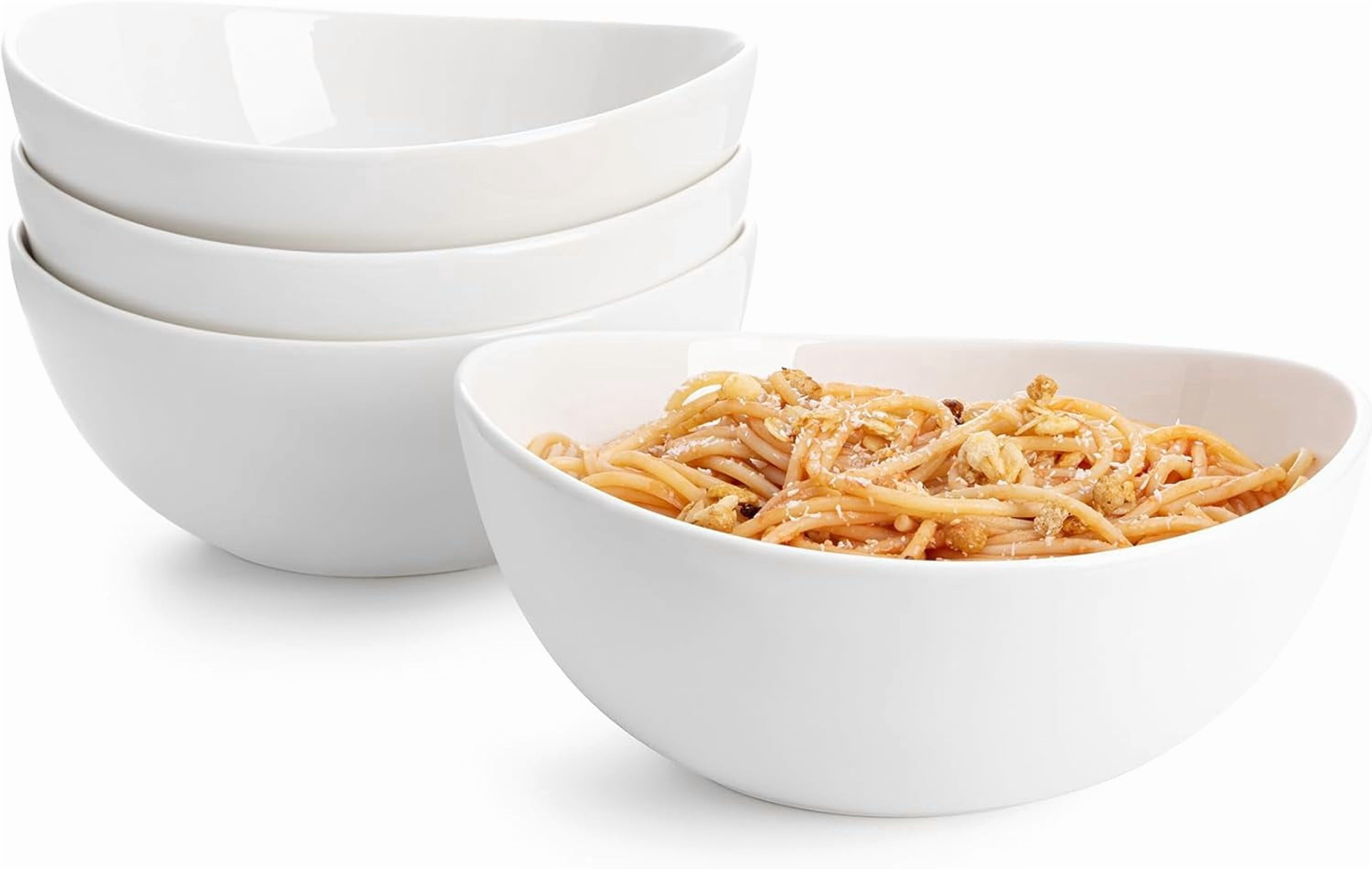 42oz Porcelain Serving Bowls - Set of 4, 8-Inch White Bowls for Salad ...