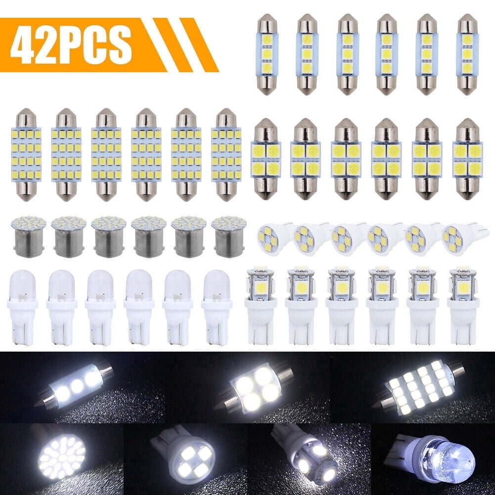 42pc LED Interior Light Kit 6000K Xenon White Bulbs for Car Dome Map ...