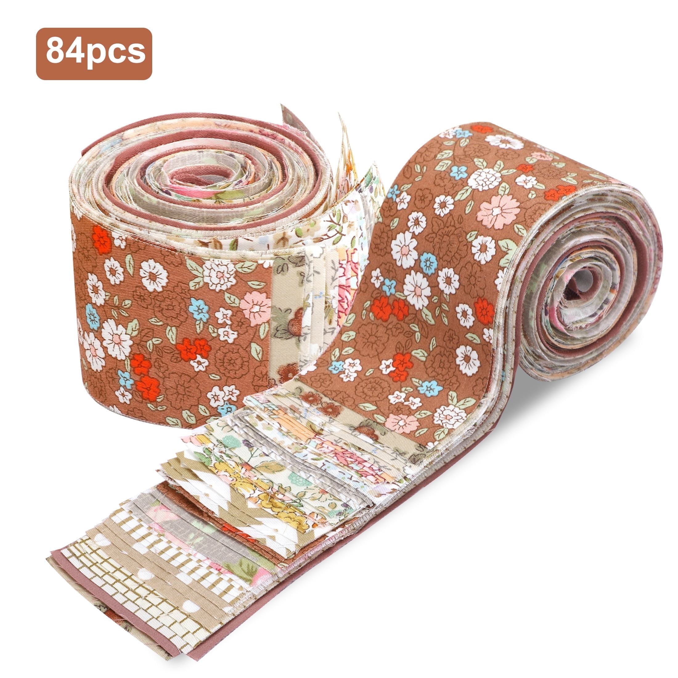 84pcs 20 x 2.6'' Jelly Roll Fabric Strips, EEEkit Cotton Square Fabric Patchwork Bundle for DIY ...