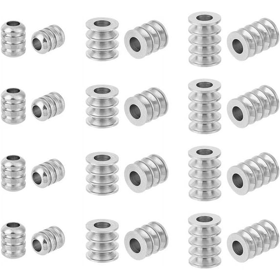 42pcs 3 Style Stainless Steel Column Beads 2.84mm Large Hole Beads for DIY Bracelet Necklace ...