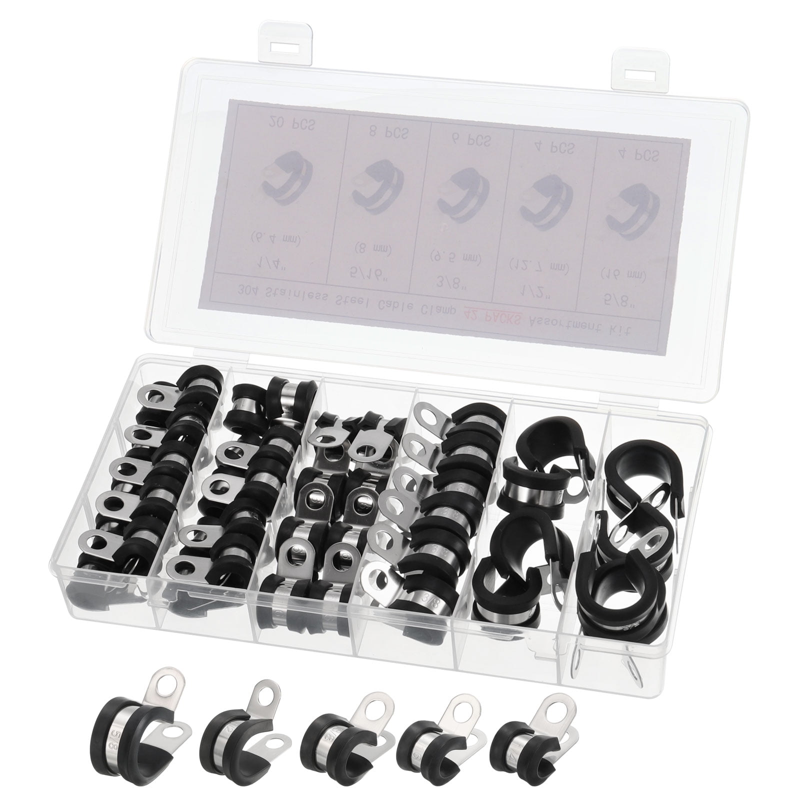 42pcs Cable Clamps Assortment Kit, Stainless Steel Rubber Cushioned ...
