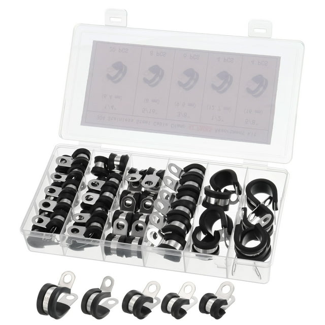 42pcs Cable Clamps Assortment Kit, Stainless Steel Rubber Cushioned ...