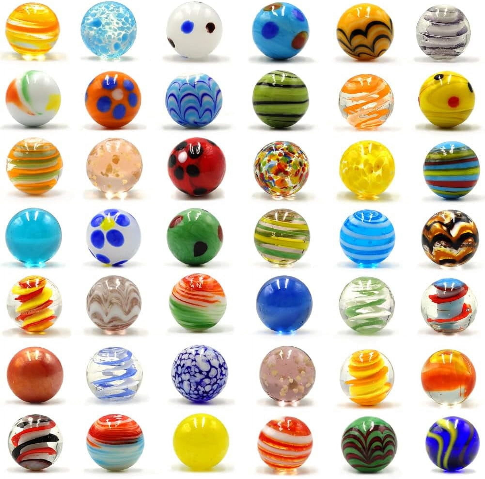 42pcs Marble Set for Kids - Small Handmade Glass Marbles in Cool ...