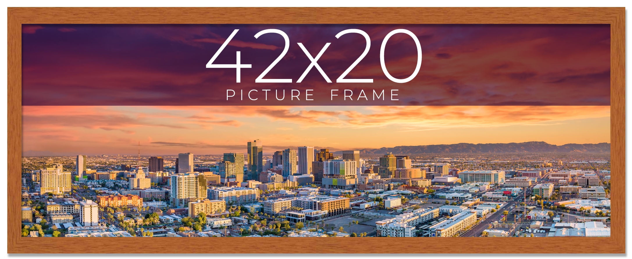 42x20 Honey Brown Real Wood Picture Frame Width 0.75 inches | Interior ...