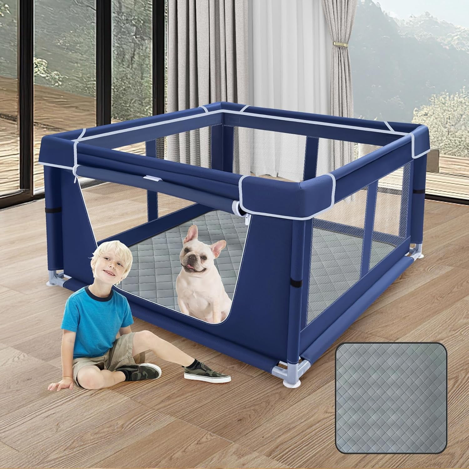 42x42 Inches Puppy Playpen with Dog Pads, Playpen for Puppies or Small ...