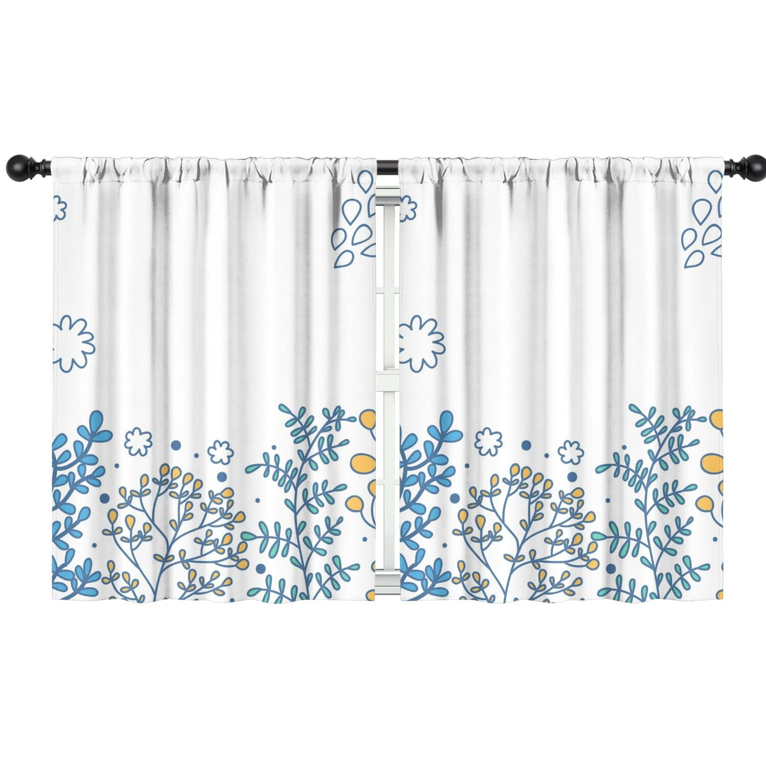 42x54in(106x137cm) Floral Curtains 2 Panels for Kids Bedroom, Window Drapes for Kids Boys Girls ...