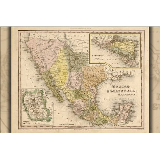42x63 Poster; Map Of Mexico And Guatemala 1844 - Walmart.com