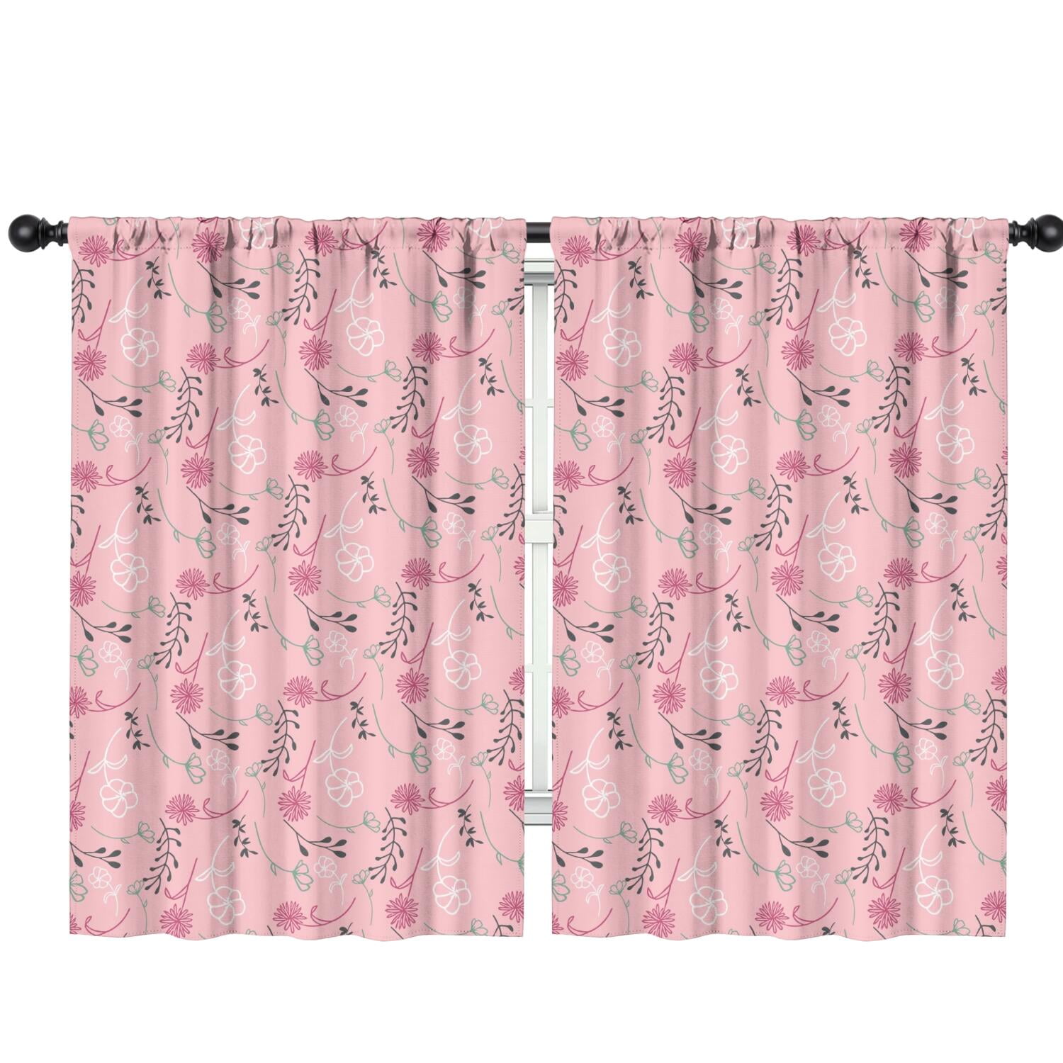 42x63in(106x160cm) Floral Curtains 2 Panels for Kids Bedroom, Window Drapes for Kids Boys Girls ...