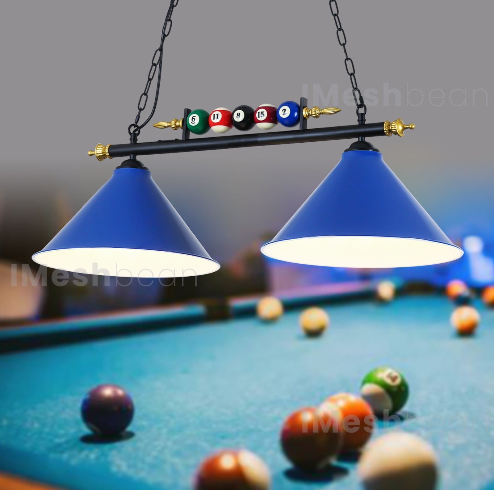 43" 2-Light Hanging Pool Table Lights Fixture Billiard Pendant Lamp ...
