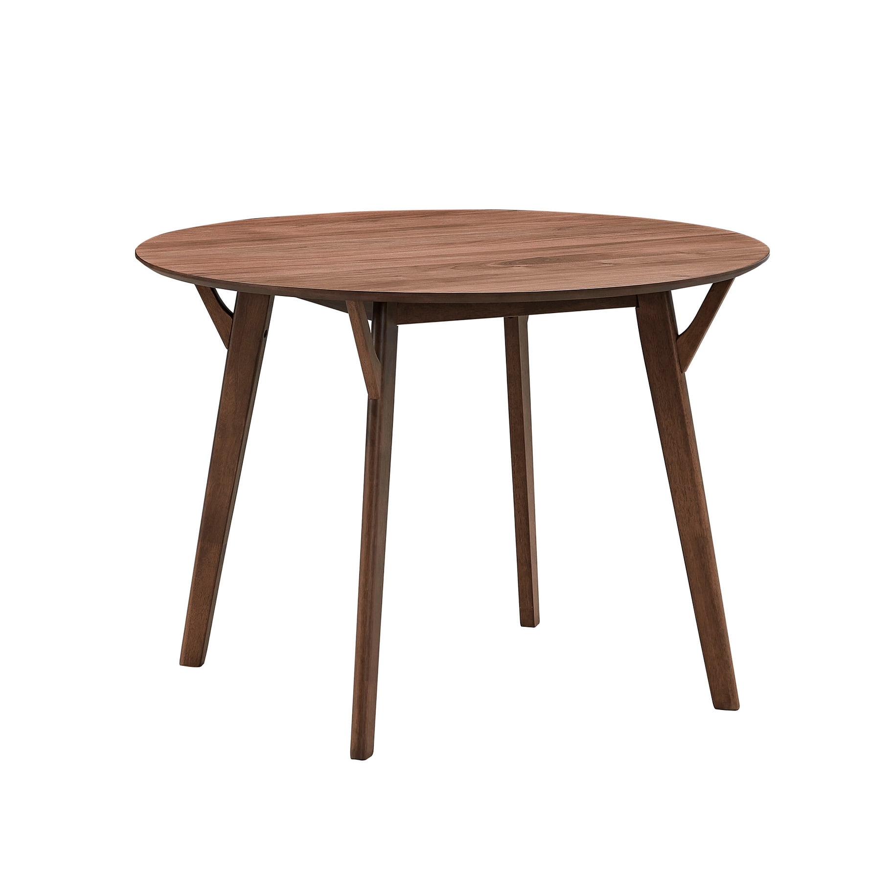 43.24 Inch Saving Place Table For 4, Walnut Round Kitchen With Top And ...