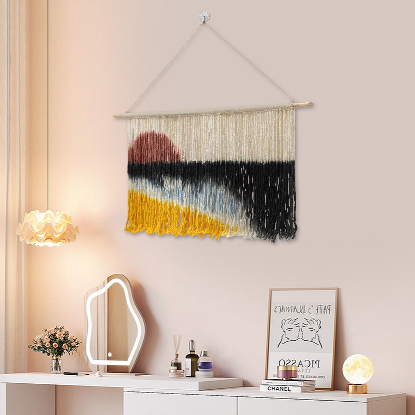 43*28inch Off White Wall Hanging Macrame Boho Style Tapestry Art ...