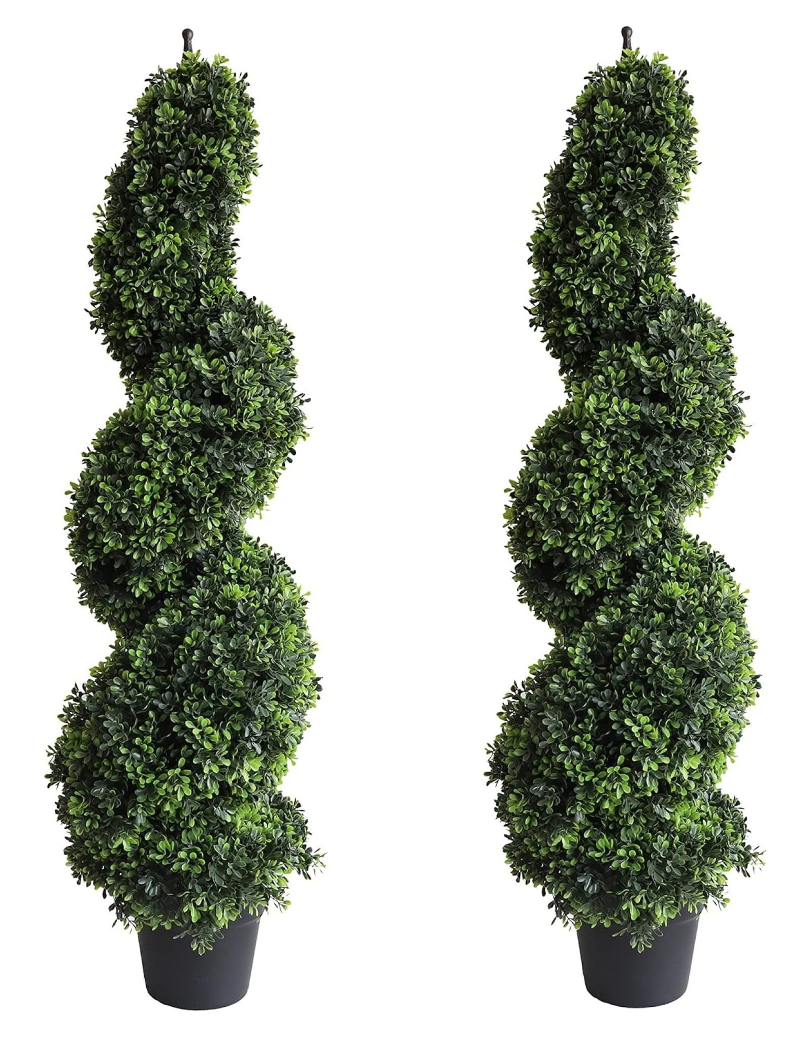 43.3 Inch Artificial Spiral Boxwood Topiary Trees, 2Pcs Faux Boxwood ...