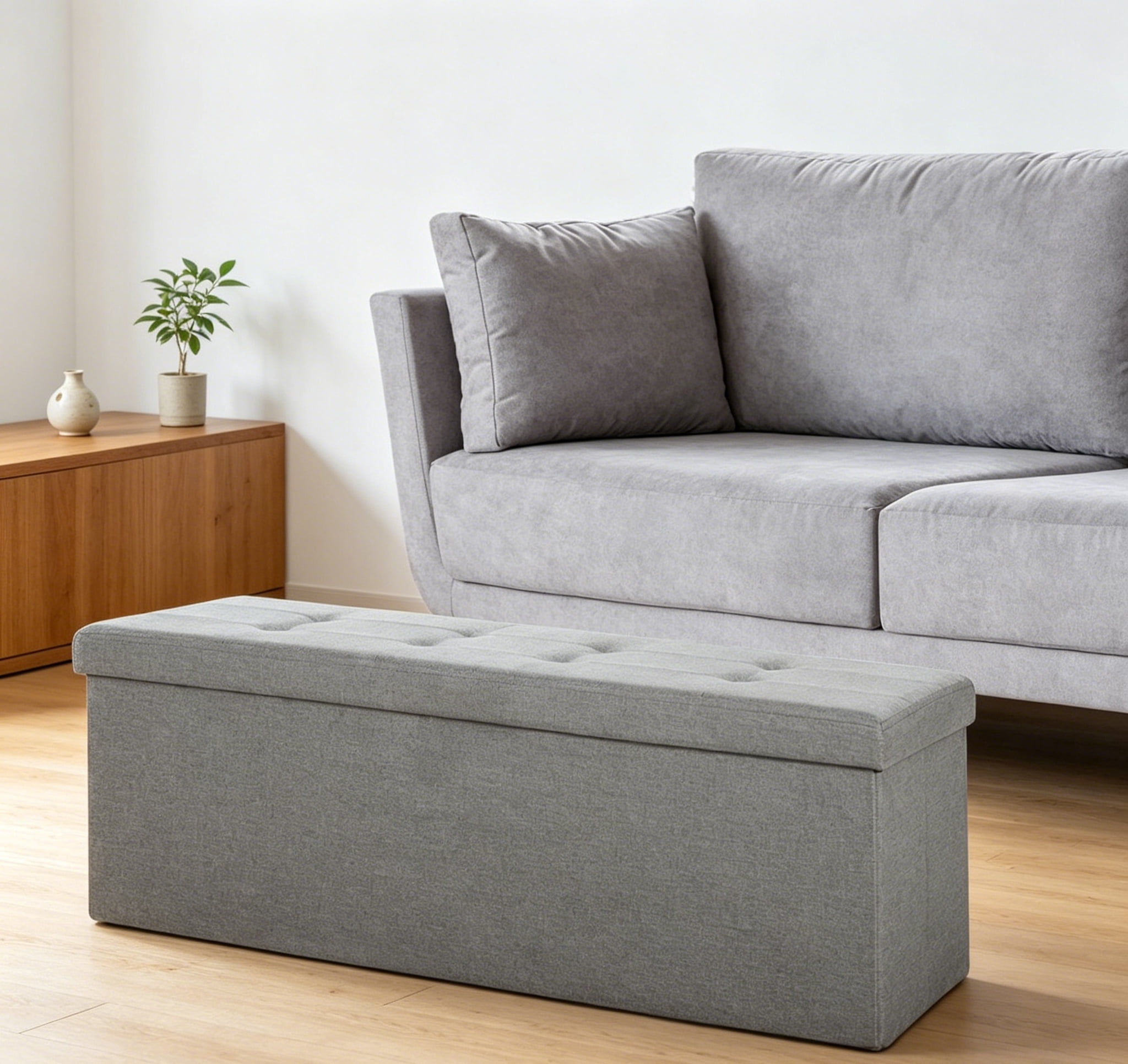 43.3 Inch Folding Storage Ottoman Bench, Storage Chest Footrest with ...