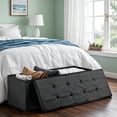 43.3 Inch Folding Storage Ottoman Bench with Hidden Storage, Foot Rest ...