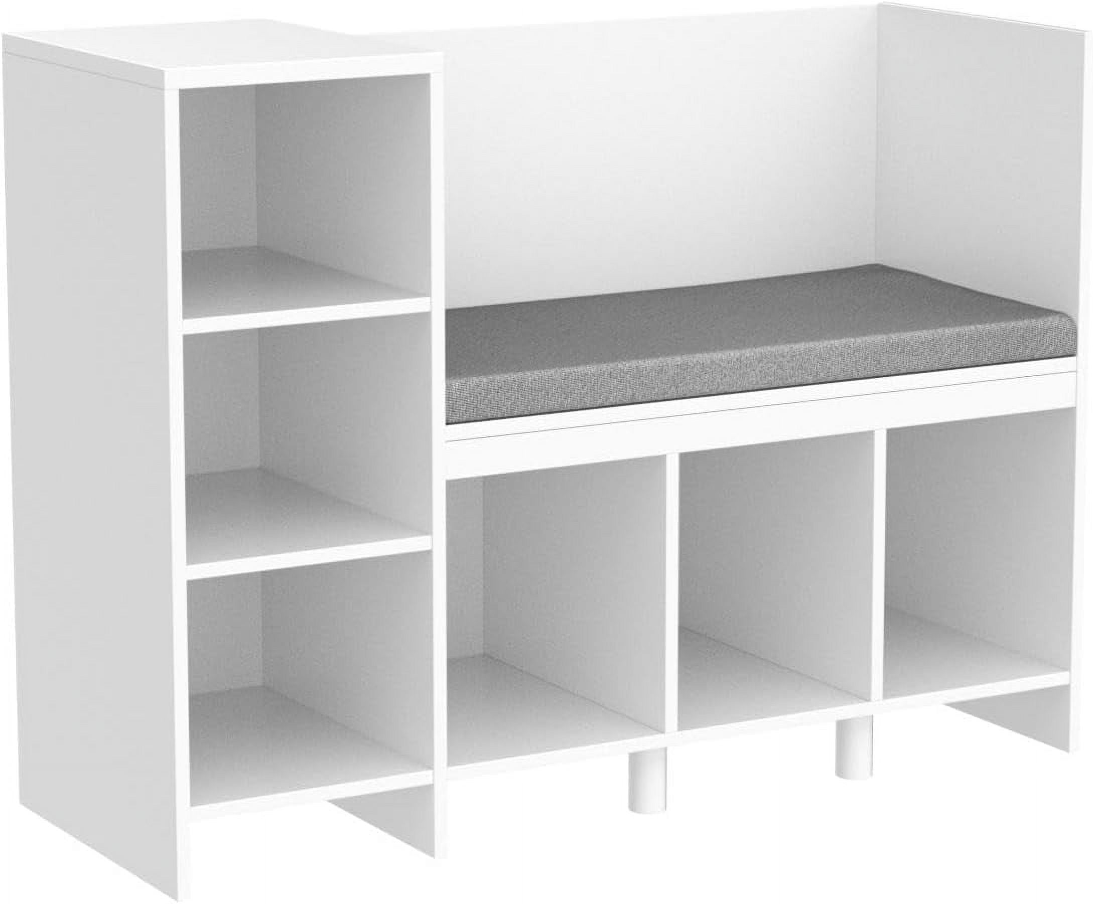 43.3" Kids Reading Nook Bench, Nursery Bookshelf and Bookcase with Seat ...