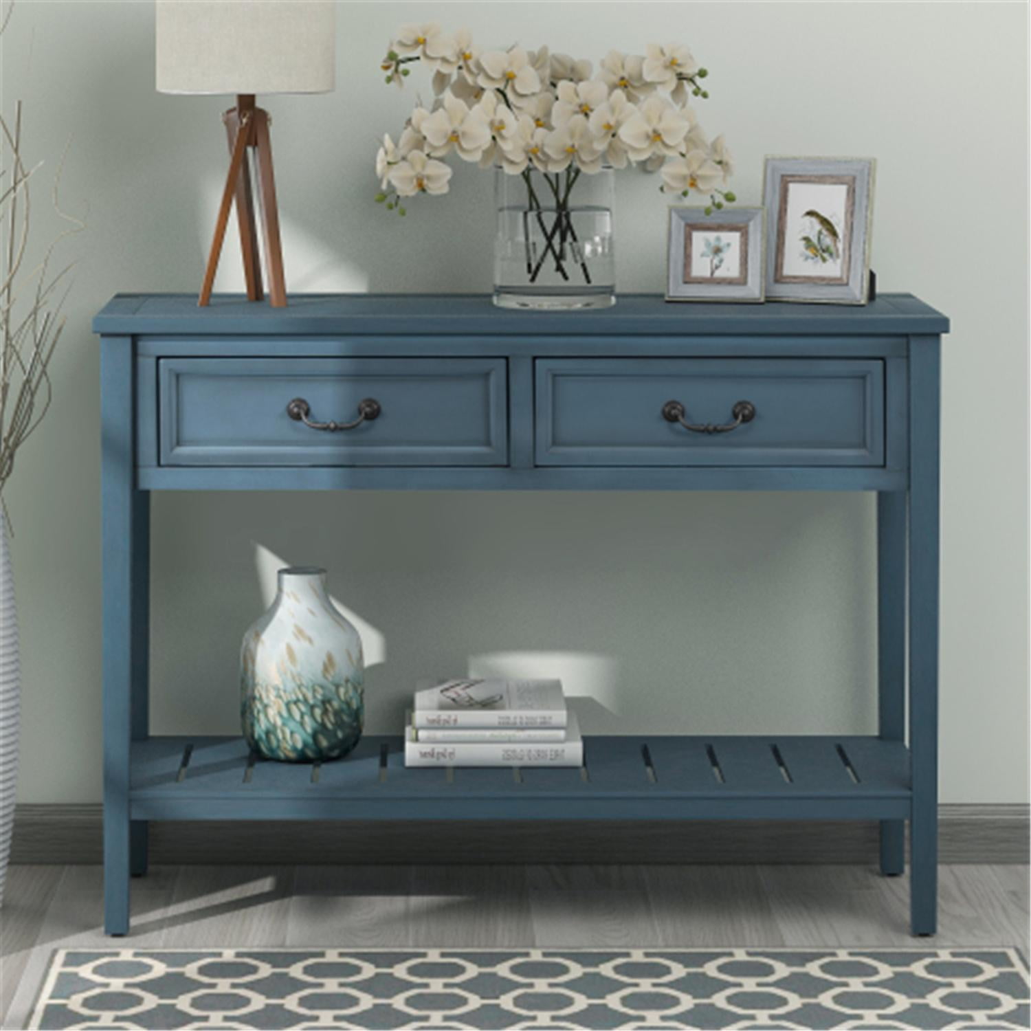 43.3'' L Sofa Table, Country Style Console Table with Drawers and ...