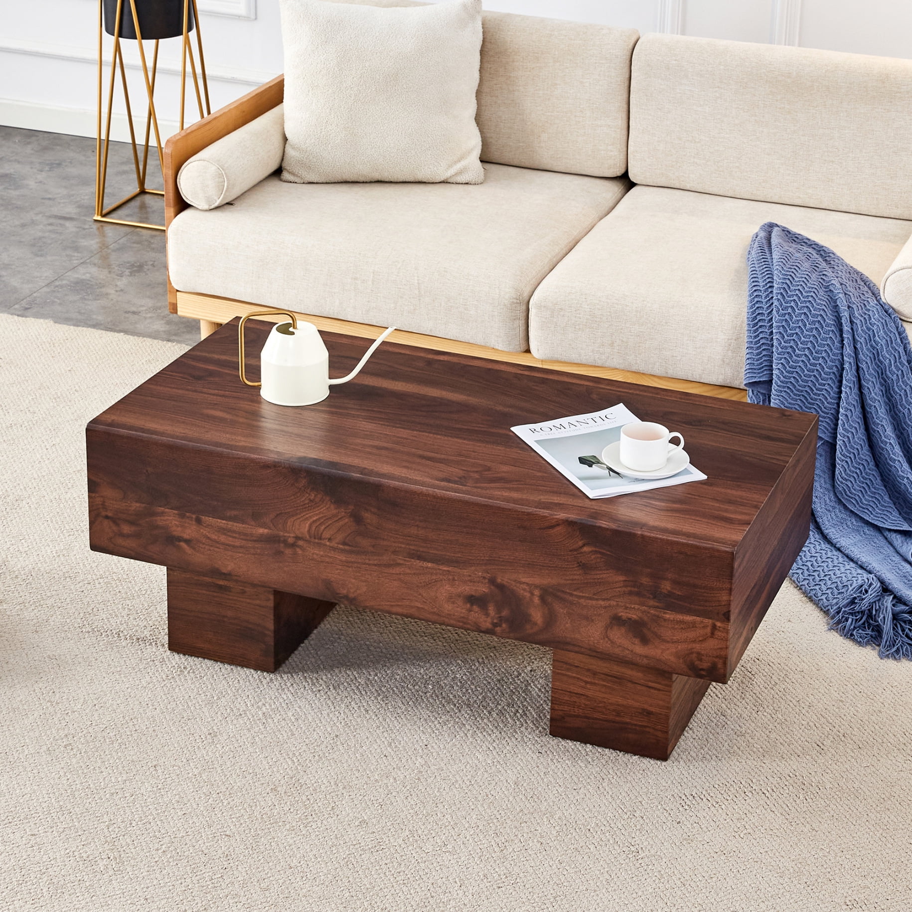 43.3'' Modern Coffee Table for Living Room, High Gloss Elegant Center ...