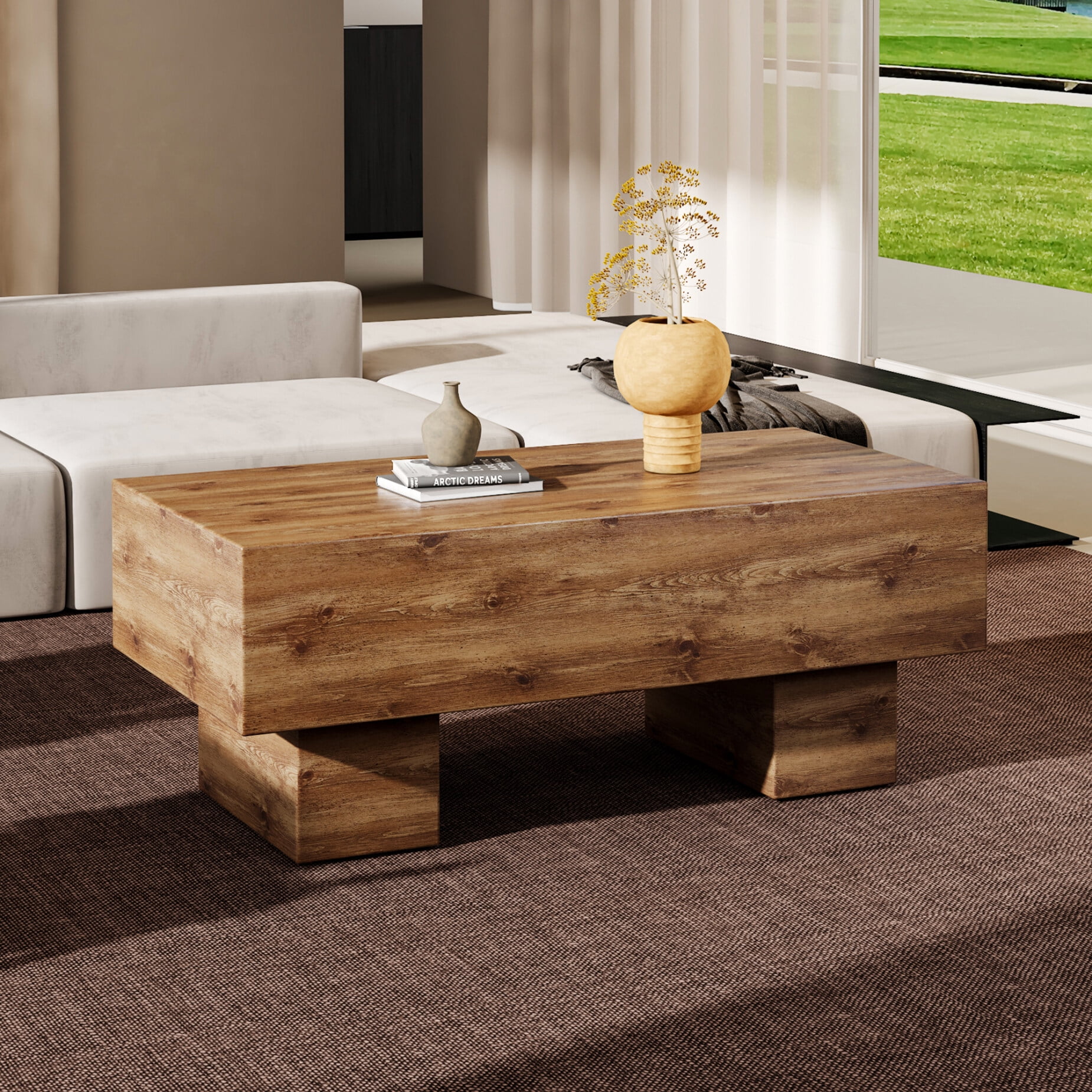 43.3'' Modern Coffee Table for Living Room, High Gloss Elegant Center ...