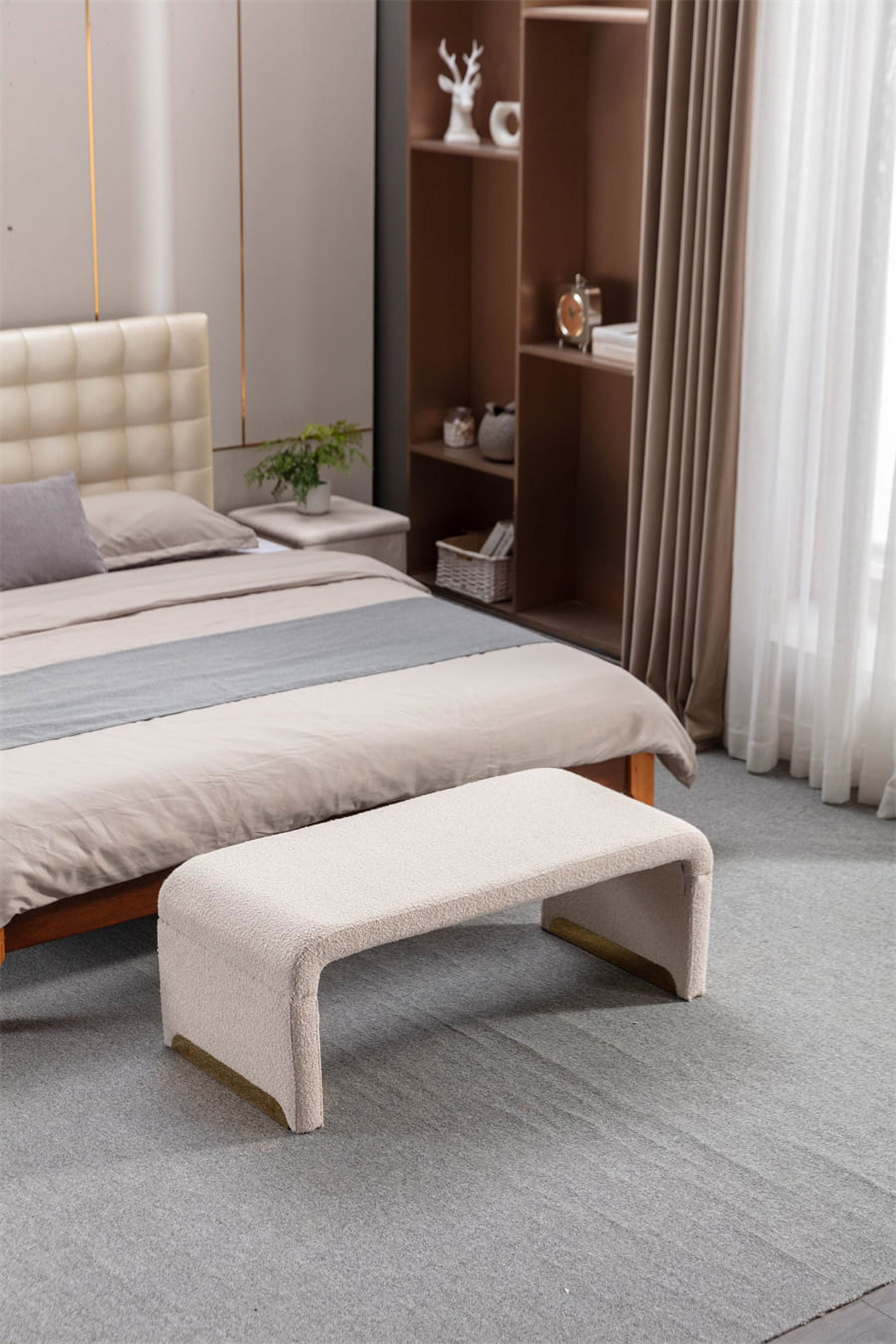 43.3" Ottoman Footstool Bedroom Bench, Bedside Bench for Bedroom ...