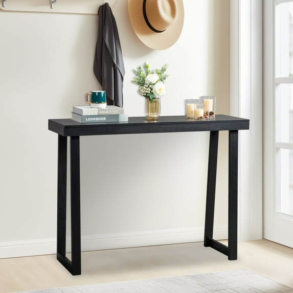43.3" Solid Wood Console Table with Sturdy Frame, Narrow Entryway Table ...