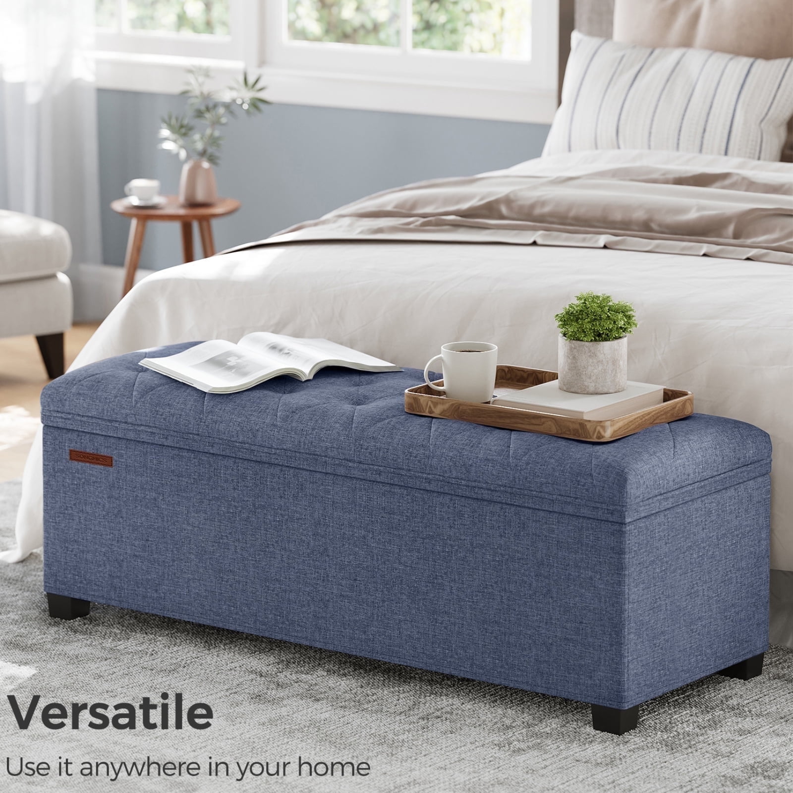 "SONGMICS 43.3"" Light Denim Blue Storage Ottoman Bench, Bed Flip Top ...