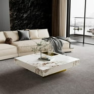 Modrest Morley Modern Concrete Stone Coffee Table, Dark Gray, Square ...