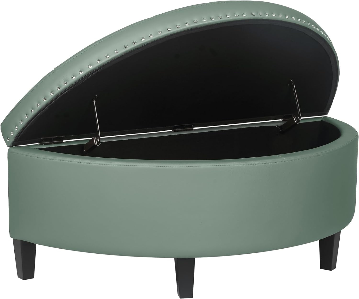 43" Half Moon Storage Ottoman Bench Faux Leather End of Bed Storage ...