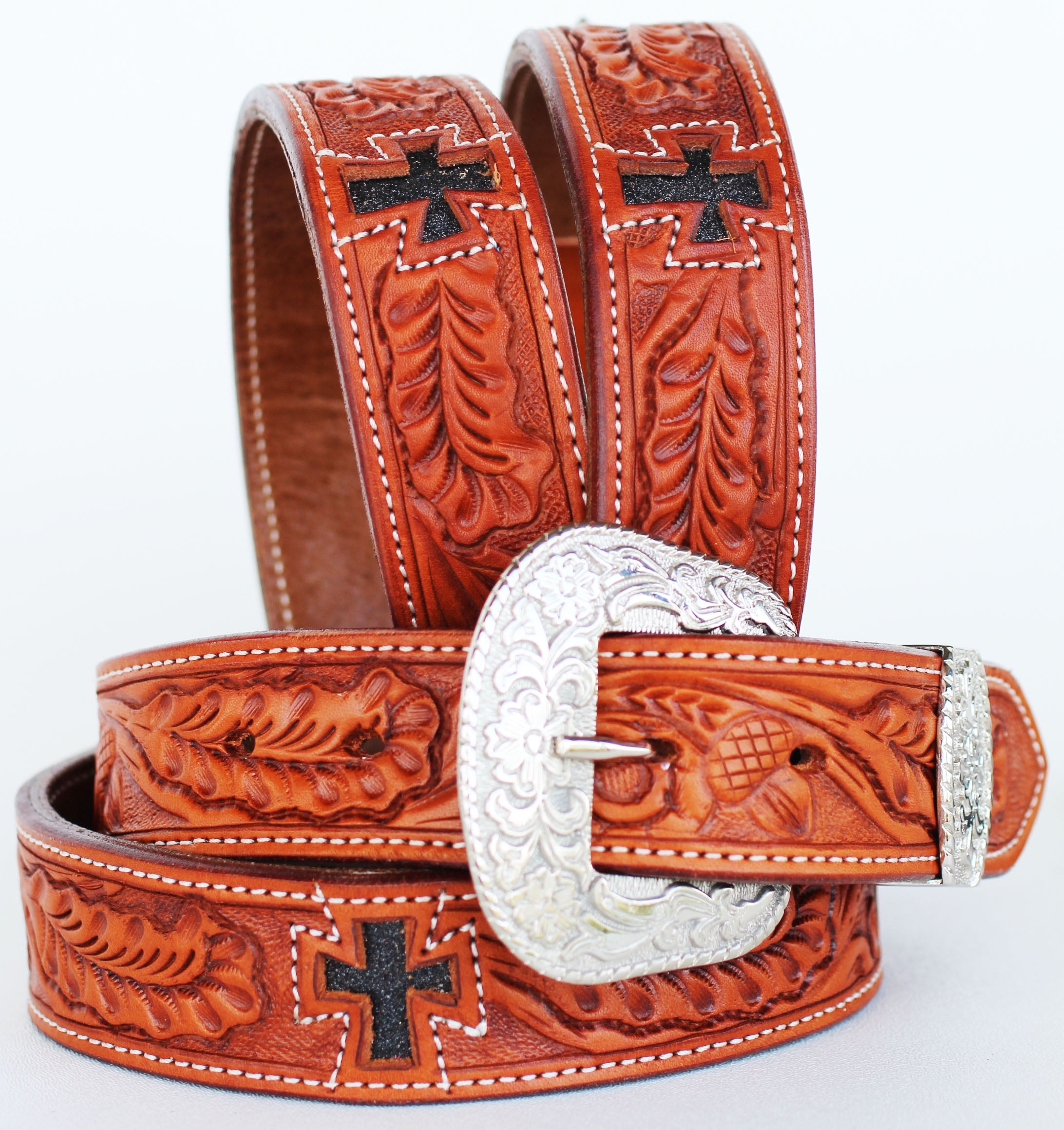 43-44 Men's Women Genuine Hand Tooled Floral Cross Heavy Duty Leather ...