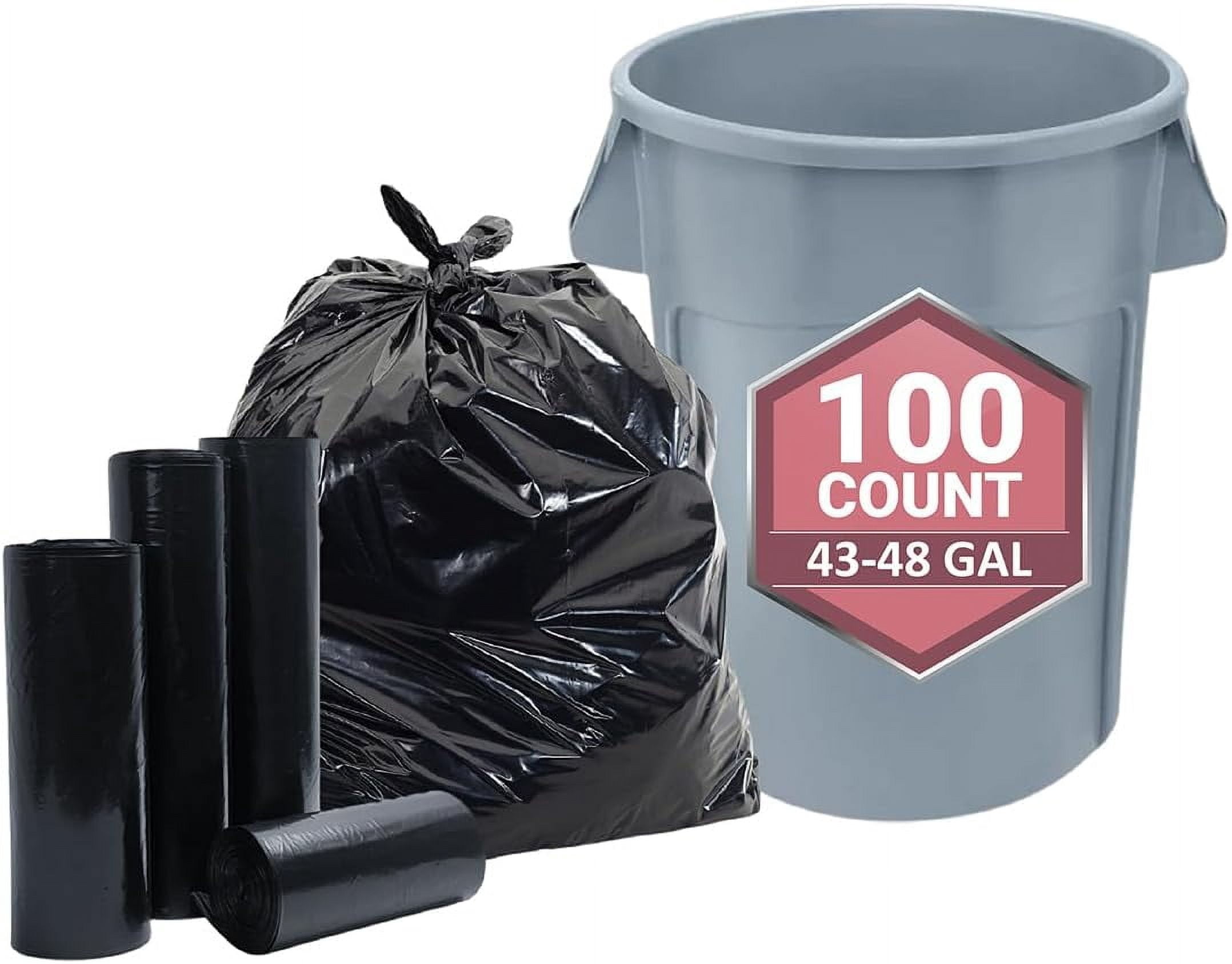 43-48 Gallon Heavy Duty Black Trash Bags, 100 Count, 42in x 47in x 2mil ...