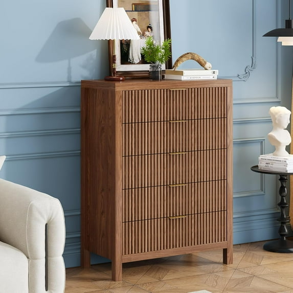 43" 5 Drawer Dresser Tall Dresser Organizer TV Drawer Cabinet Modern ...