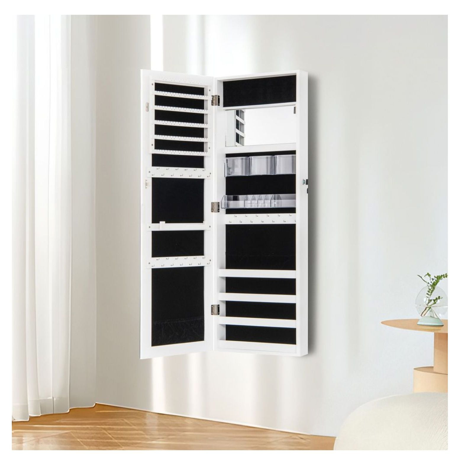 43.5 Inch Jewelry Mirror Cabinet with Full-length Mirror and Adjustable ...