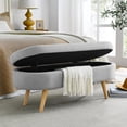 43.5" Storage Ottoman Bench with Safety Hinges, Upholstered Linen ...